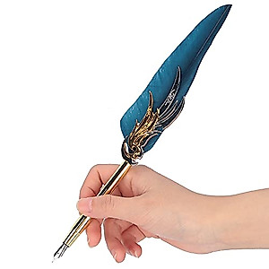 01 Calligraphy Pen Ink Set, Quill Pen Writing Quill Dip Pen Stainless Steel for Writing Gift Cards for Letter(navy blue, Polar Animals)