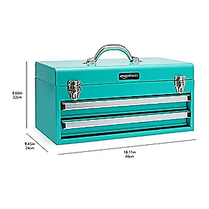 Amazon Basics 2-Drawer Steel Organization Chest - Turquoise Powder Coated Finish