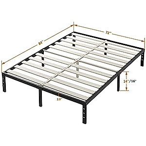 ZIYOO California King Bed Frame 16 Inch High 3" Wooden Slats Platform,3500lbs Heavy Duty Support,No Box Spring Needed Mattress Foundation, Quiet Noise Free, Easy Assembly