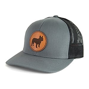 Palouse Prairie Frenchie French Bulldog Leather Patch Hat Frenchie Gift Frenchie Trucker Hat Bulldog Baseball Hat One Size