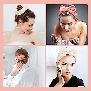 Chuangdi Microfiber Hair Towel Set - 4 Pieces Large Thick Scrunchies and Adjustable Makeup Headband