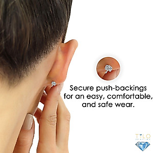 14k White Gold Ball Stud Earrings with Gold Butterfly Pushback (4mm)