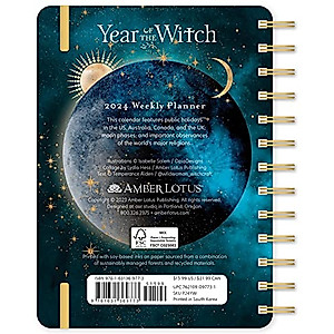 Year of the Witch 2024 Weekly Planner by Temperance Alden | Travel-Size 12-Month Calendar | Compact 5" x 7" | Flexible Cover, Wire-O Binding, Elastic Closure, Inner Pockets