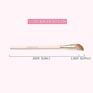 Angled Concealer Brush Under Eye by ENZO KEN, Small Nose Contour Brushes for Dark Circles Puffiness, Face Eyebrow Puffy Eyes, Mature Skin, Length Natural Light, BB Cream Liquid Blending (11-M-Pink)