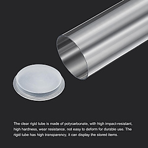 PATIKIL 7.9"L x 1.7"Dia Clear Storage Tubes, 3Pcs PC Plastic Transparent Hollow Round Rigid Tube with Cap for Beads Bath Salt Container Wedding Party Favors