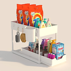 Nanzaold Under Sink Organizers and Storage, Cabinet Organizer Shelf for Bathroom,Kitchen Organization and Storage (White)