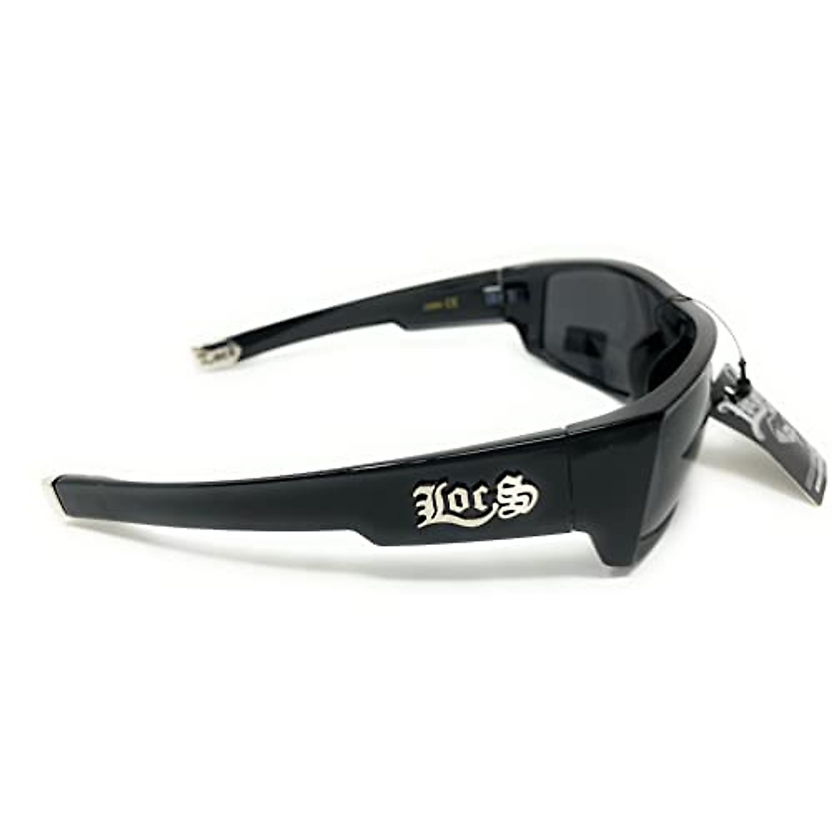 Locs Men's Original All Black Hardcore Sharp Square OG Sunglasses, Wrap