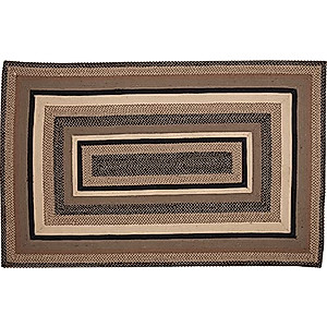 VHC Brands Jute Area Rug with Non-Skid Pad, Rectangular, Black & Tan, 60x96