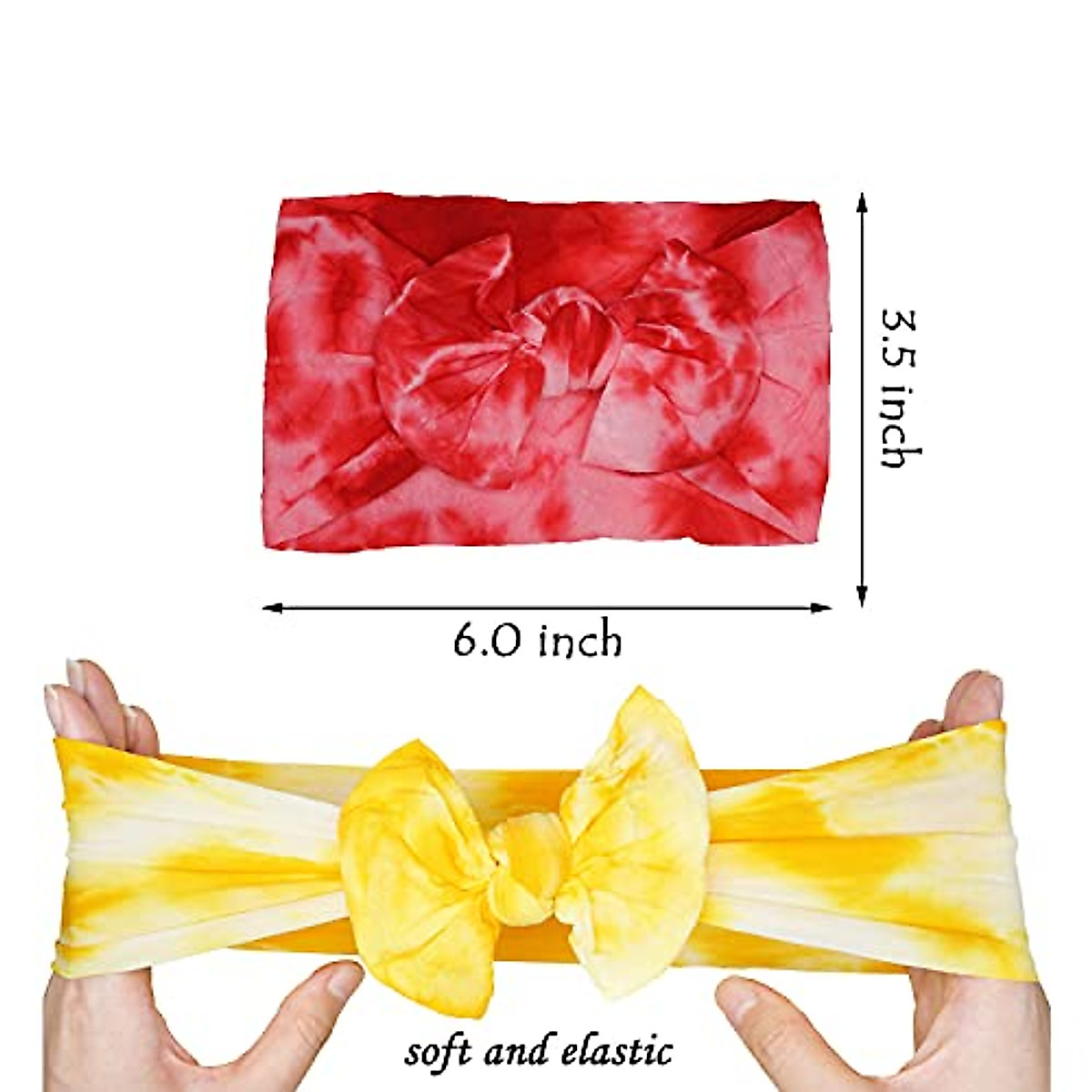 12 Nylon Bows Headbands with Soft Dye Bows for Newborn to 3 Months Baby Girls - Hair Accessories