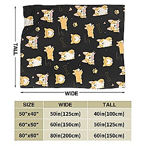 GYUIYTI Cute Corgis Blanket - 60X50 Inch Corgis Throw Blanket, Fleece Flannel Soft Blanket for Bedroom Sofa Living Room