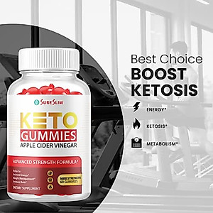 Sure Slim Keto Gummies - Vegan, Non GMO - Sure Slim ACV Keto Gummies with Apple Cider Vinegar, Sureslim Keto Gummies with ACV for Ketosis, Advanced Formula Ketogenic (2 Pack)