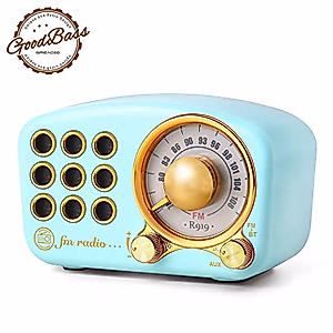 Retro Bluetooth Speaker, Vintage Radio-Greadio FM Radio with Old Fashioned Classic Style,Strong Bass Enhancement,Loud Volume,Bluetooth 4.2 Wireless Connection,TF Card and MP3 Player (Blue+Pink+Walnut)