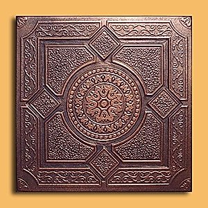 Decorative Foam Ceiling Tile - Lima Design (R30 Kensington Gardens) -3D Styrofoam Ceiling Tiles - ~20"x20"x0.25" (Antique Copper)