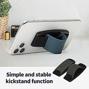 Sinjimoru Detachable Phone Grip Kickstand for Wireless Charging Compatible Phone Finger Holder for iPhone 12 & Smartphones. Sinji Mount S-Grip Black