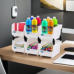 AERCANA White Plastic Storage Bins Wall Mounted Hanging Bins Parts Storage Organizer Garage Storage Bins(pack of 9)