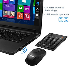 Numeric Keypad & Mouse Combo, Cateck 2.4G 19 Keys Wireless Mini USB Number Pad Keyboard and Mouse Combo with USB Receiver for Laptop Desktop PC Notebook- Just One USB Receiver