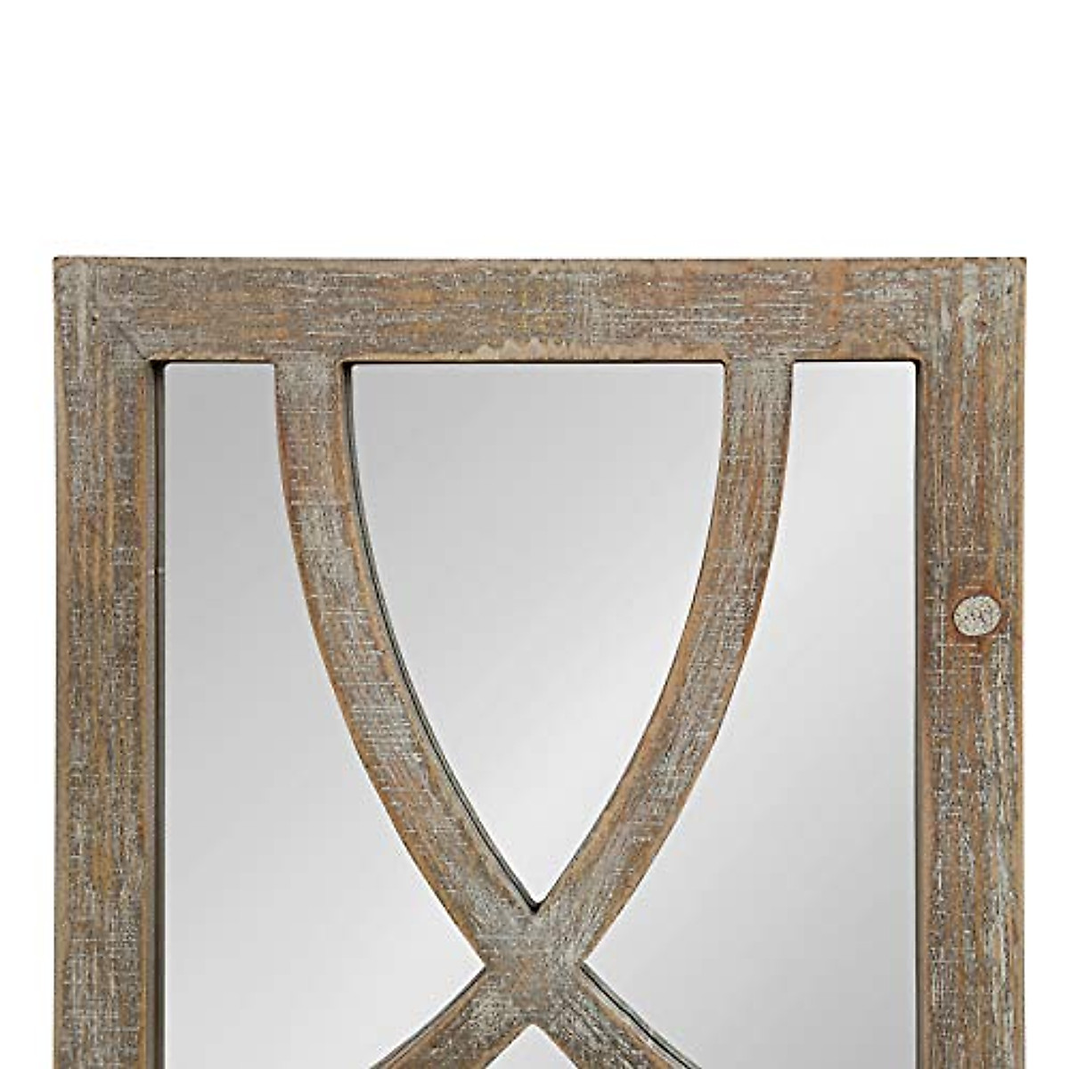Kate and Laurel Tolland Decorative Wooden Panel Wall Mirror, 12" x 48", Rustic Brown, Farmhouse Windowpane Accent Piece