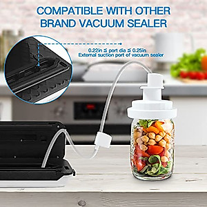 Jar Sealer for Foodsaver Vacuum Sealer, Food Saver Jar Sealer for Wide & Regular-Mouth Mason Jar, Mason Jar Vacuum Sealer for Foodsaver Jar Sealer Attachment, Jar Lids, Canning Bands, Accessory Hose