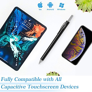 Mixoo Retractable Stylus for Touch Screens - High Sensitivity Universal Stylus Touch Screen Pen with 3 Replaceable Disc Tips for iPad iPhone and All Other Capacitive Tablets & Cell Phones (Black)