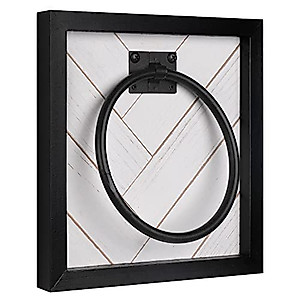 Autumn Alley White Farmhouse Towel Holder Wall Mounted with Ring for Bathroom, Kitchen in Unique Shiplap Design – White Distressed Wood Towel Rack with Modern Matte Black Accents