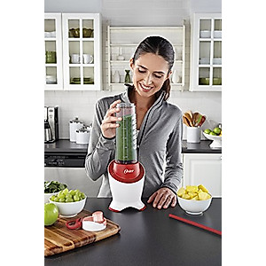 Oster MyBlend Pro Series Personal Blender with Condensation Free Bottle, Travel Clip and 4 Reusable Straws, Red, BLSTPB2-WRD