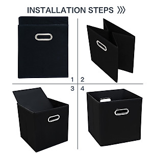 SEVENDOME Fabric Storage Bins Cube ,11x11x11 Fabric Cubby Organizer Baskets with Handle, Foldable Basket for Closet or Collapsible Storage Box Set of 2 (Grey )