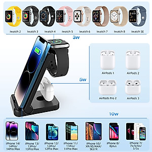 Charging Station for Apple Multiple Devices, １８𝐖 𝐅𝐨𝐥𝐝𝐚𝐛𝐥𝐞 ３ 𝐢𝐧 １ Charger Dock Stand for iPhone 14 Pro Max/13/12/11/X/8 Plus, Fast Charger Station Suitable for iPhone, iWatch, AirPods
