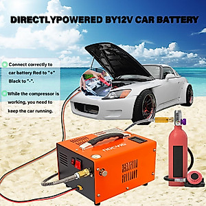 NDCYJG Pcp air compressor 4500PSI Portable PCP Compressor, 12V DC/110V AC PCP Airgun Compressor Manual-stop, w/External Power Adapter, Built-in Fan, Suitable for Paintball, Air Rifle, Scuba Bottle