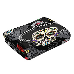 Perinsto Sugar Skulls Hand Towel Day of The Dead Decorative Fingertip Towels Multipurpose for Bathroom Kitchen Gym and Spa, 27.5" X 15.7"