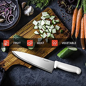 BOLEXINO 8 inch Japanese High Carbon Stainless Steel Chef Knife, Professional Extra Sharp Wide Cook Knife with Non-slip Ergonomic Handle, for Kitchen Home Restaurant