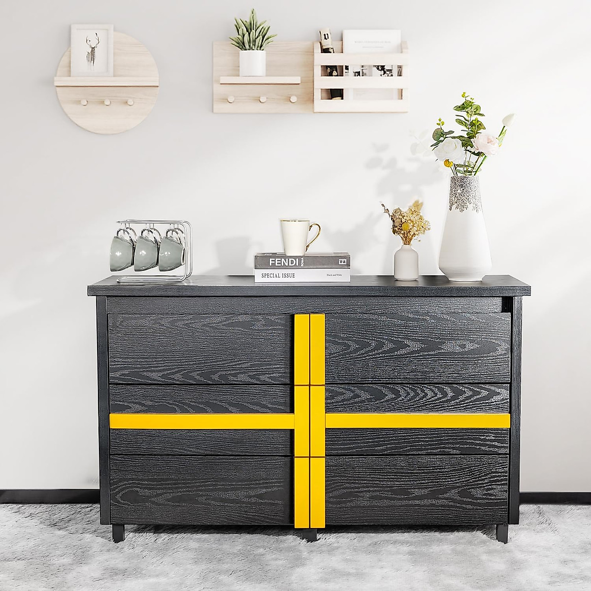 VOPEAK White Dresser for Bedroom, Wood Dresser, 9 Drawer Dresser with Fluted Finish, Modern Large & Long Dresser for Cloth Storage, TV Stand Dresser, Chest of Drawers for Clost, Nursery, Living Room.