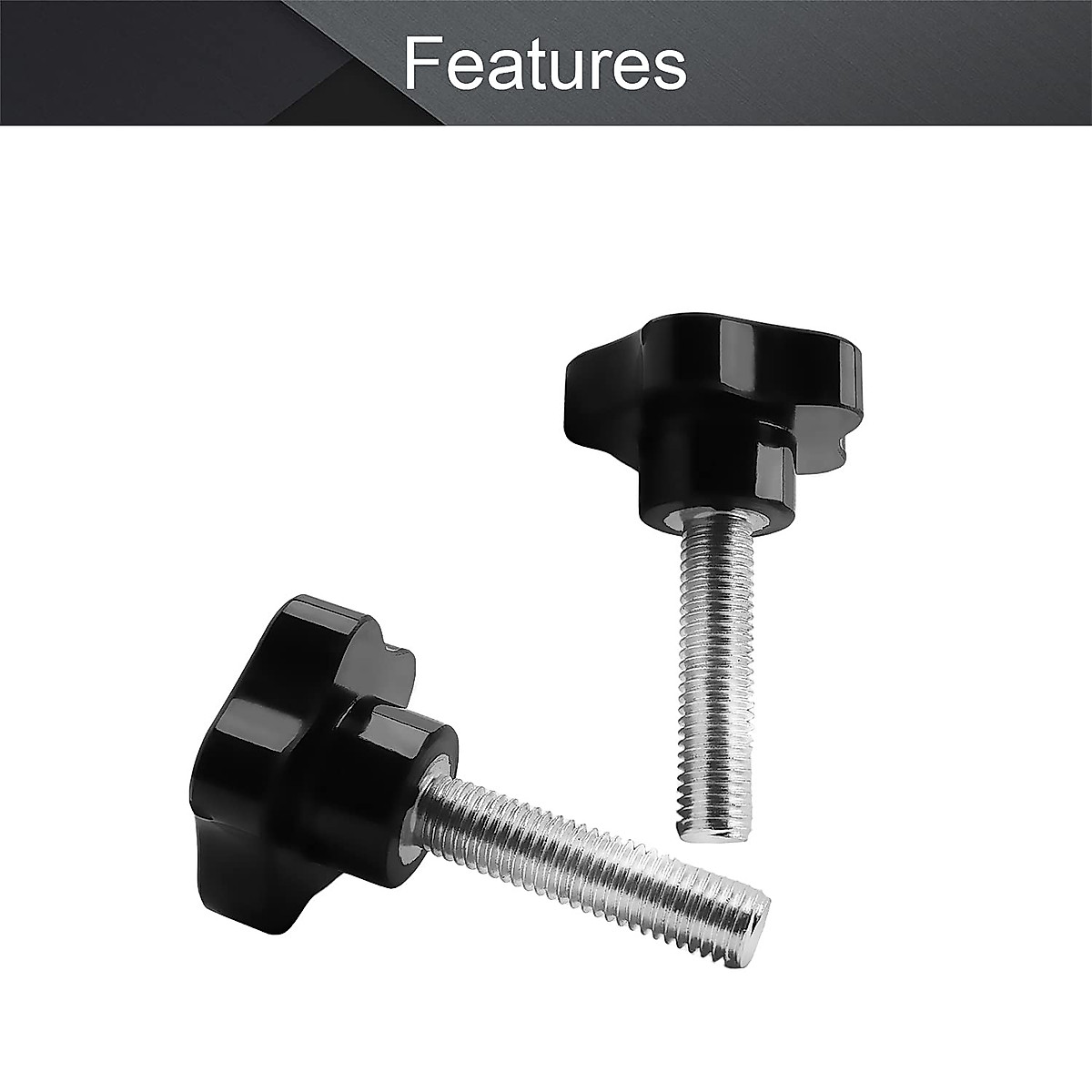 Othmro Black 12mm(M12) x 50mm Thread Replacement Star Hand Knob Tightening Screws 2Pcs