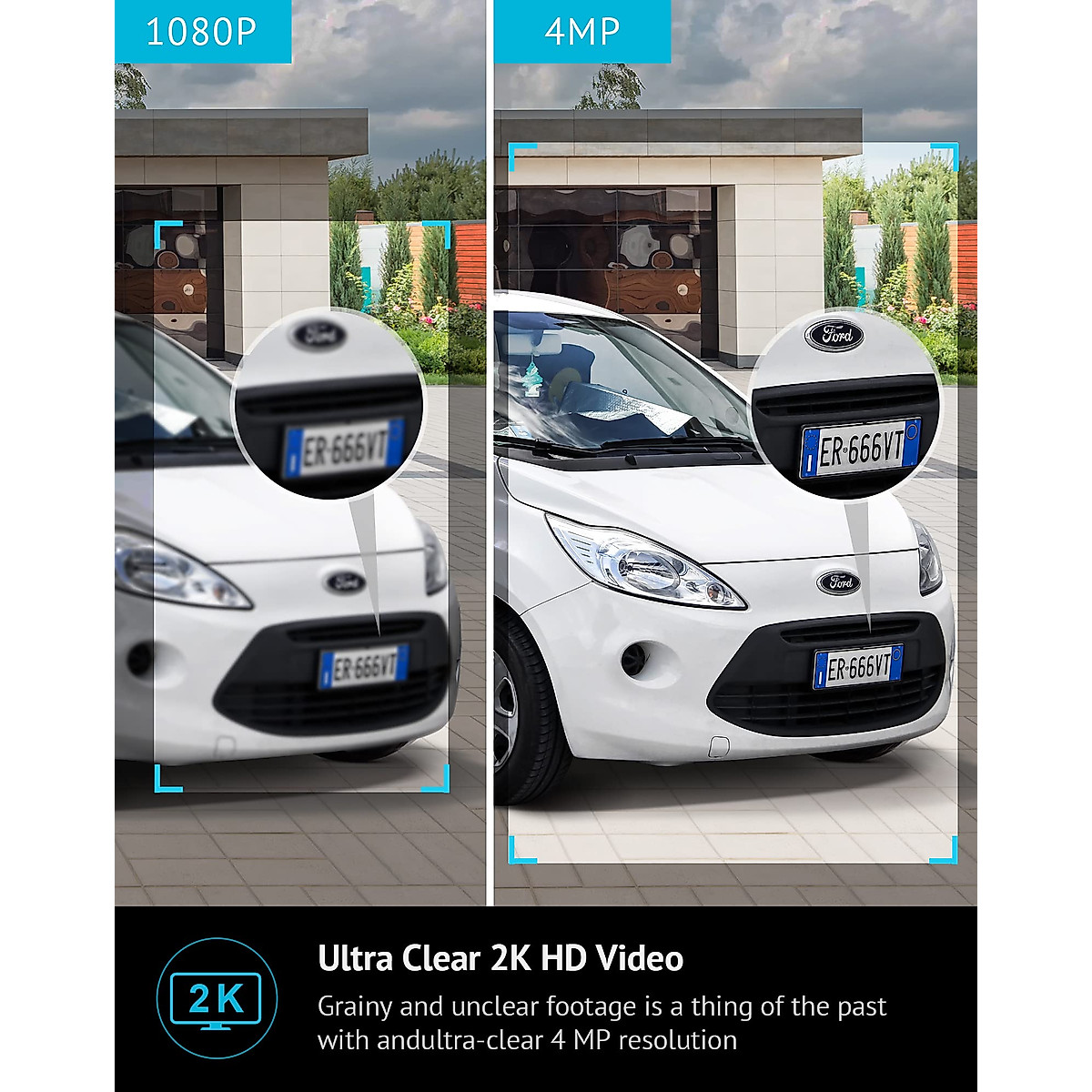 LaView 4MP 2K Security Cameras Outdoor Indoor Wired,IP65, Starlight Sensor & 100 Ft Night Vision,Motion/Person Detection,2-Way Audio/Spotlight,US Cloud,Compatible With Alexa,iOS & Android & Web Access