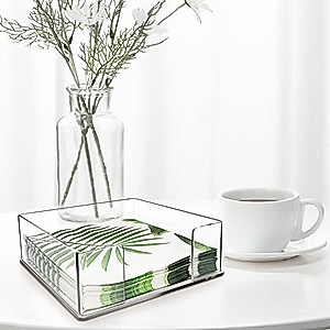 Napkin Holder, Acrylic Luncheon Napkins Holder for Table and Kitchen, Table Top Napkin Holders, Tissue Dispenser, Napkin Tray for for Bathroom, Kitchen, Parties, Weddings, Events 7 x 7 inches