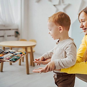 Name Puzzle Busy Board Custom Personalized Baby Gift Wooden Montessori Toys Learning Sensory Board Toddler Toys Fidget Zipper Buckle Plane Car Travel Boy Girl Latches Autistic Education Engaging Child