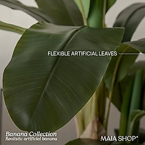 Maia Shop 4ft Artificial Banana Tree, Fake Plants for Home Decor, Natural Wood Trunk