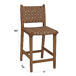 Ball & Cast HSA-1110-24B Home Kitchen Faux Leather Woven Counter-Height Barstool Set of 1, 24 inches, Brown