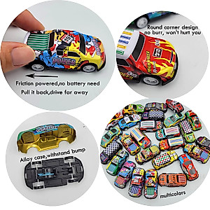 SeeuFun 36 Pack 2.7Inch Pull Back Racing Cars Die cast Race Car Vehicles Play-Set, Friction Powered Vehicles Toys for Boys and Girls Colors Random