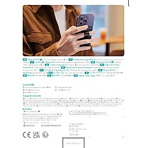 ESR Magnetic Wallet, Compatible with MagSafe Wallet, 3-Card Holder, Vegan Leather, for Secure-Grip Finger Loop, for iPhone 15/14/13/12 Series, Not for 13/12 Mini, Black