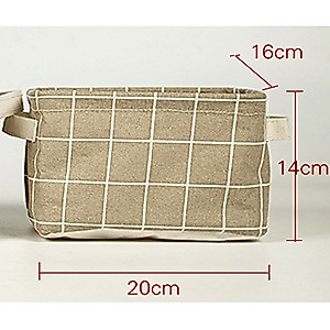 4 Pack Canvas Storage Basket Bins, Home Decor Organizers Bag for Adult Makeup, Baby Toys Liners, Books (4 Pack, Yellow Checks)