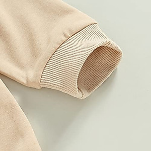 Infant Baby Girl Boy Easter Outfit Romper Sweatshirt Bunny Long Sleeve Bodysuit Pullover Tops Shirts Easter Clothes (Apricot, 12-18 Months)