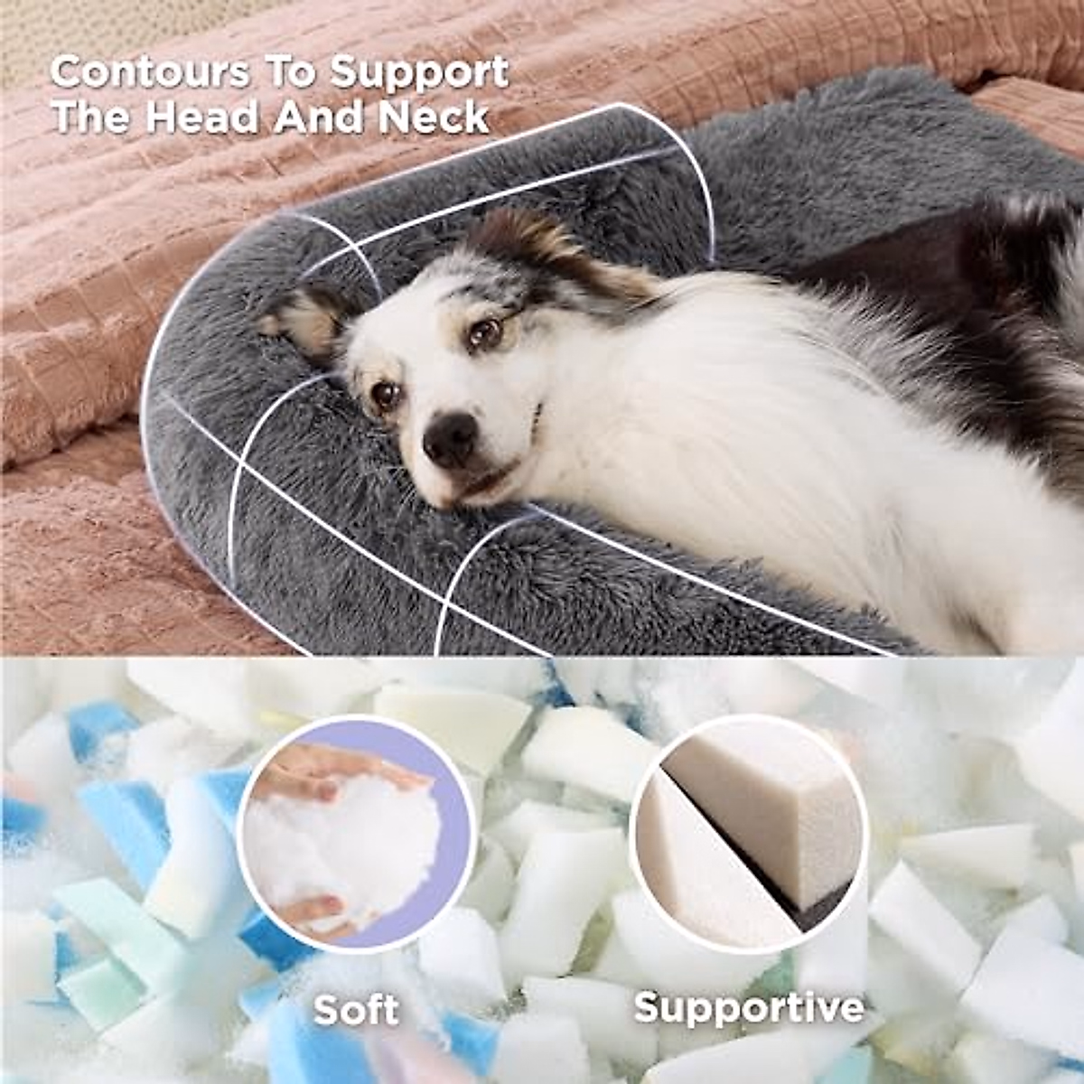 Lesure Calming Dog Couch Bed, Waterproof Dog Sofa Bed for Furniture Protector with Memory Foam Filling and Anti-Slip Handle, Removable Washable Pet Mat Cover, Dark Grey