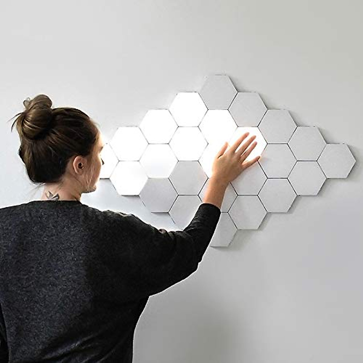 Hexagon Led Lights, LED Wall Lights, Touch-Sensitive Lighting, Aesthetic Room Decor | Perfect Decoration for Living and Bedroom Large Wall Lights DIY Modular Touch Lamp (2 PCS)