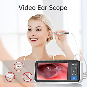3.5mm Digital Otoscope Camera with Light, Visual Ear Camera and Ear Wax Tweezers with Light, Video Ear Scope with Ear Wax Remover, Ear Endoscope Cleaner, 32GB, 1080P HD, No Phone Needed