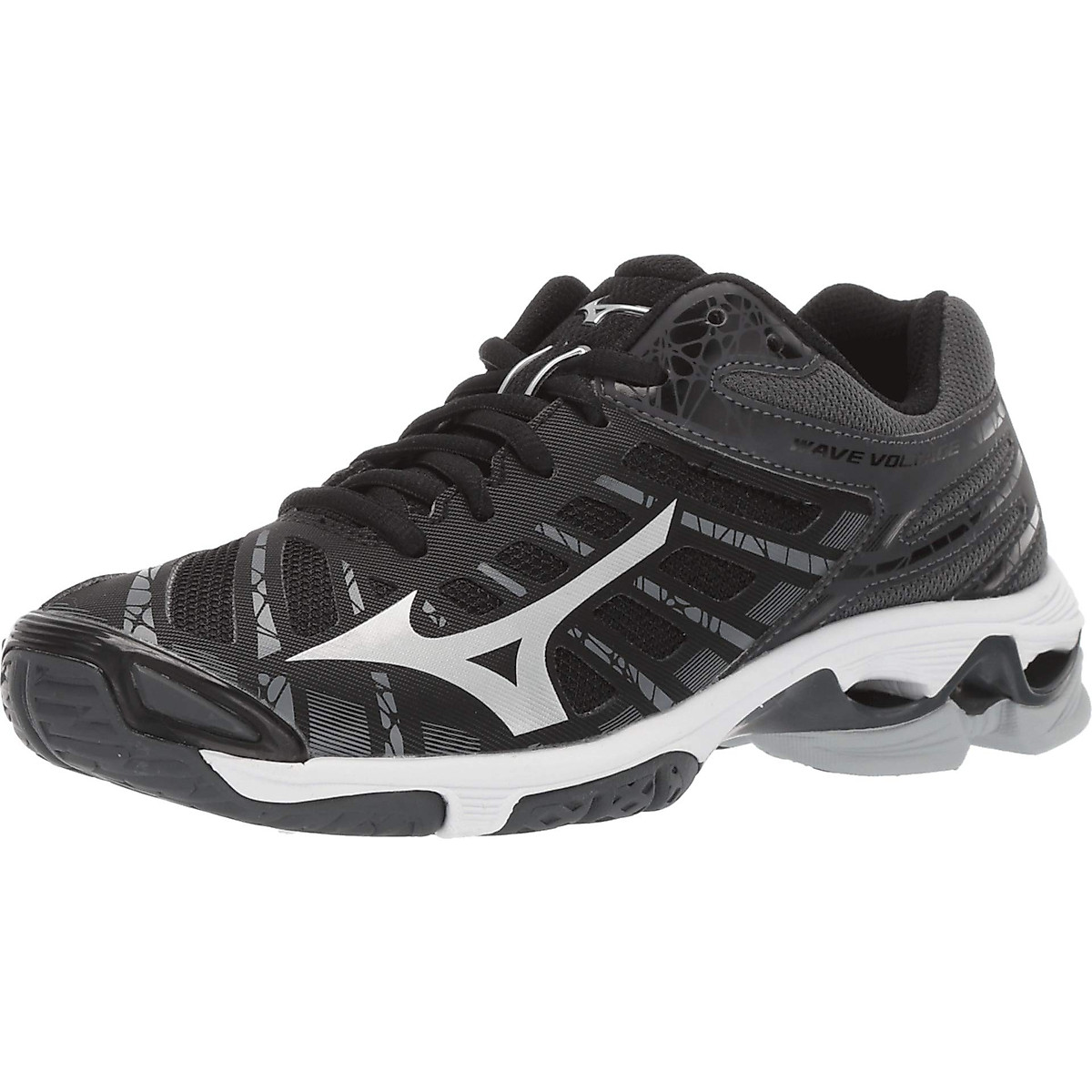 Mizuno Women's Wave Voltage Volleyball Shoe, blacksilver, 7 B US