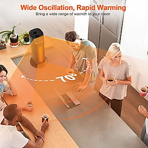 Grelife 18" Fast Heating Ceramic Heater, Widespread Oscillatio for Bedroom Office