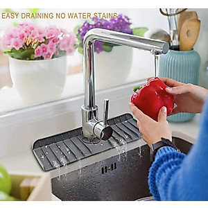 RSYJ Kitchen Sink Splash Guard, Silicone Faucet Splash Catcher, Silicone Faucet Mat For Kitchen Sink, Bathroom Faucet Water