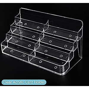 Gowall Business Card Holder, 8 Pocket Acrylic Business Card Holder for Desk Clear Business Card Stand Desktop Business Card Holders Plastic Business Card Display for Exhibition, Home and Office