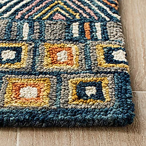 SAFAVIEH Aspen Collection Area Rug - 5' x 8', Blue & Gold, Handmade Boho Wool, Ideal for High Traffic Areas in Living Room, Bedroom (APN810M)