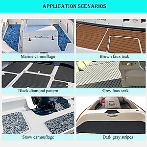 BETOVV 96''x26'' /36''Boat Carpet Self-Adhesive EVA Foam Boat Flooring 96''x26 36 48''Faux Teak Marine Boat Decking Sheet Non-Slip Mat for Motor Boats Non-Slip Self-Adhesive Flooring